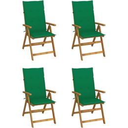 4er Set Sonnenliegen Gartenliegen - Liegestühle mit Kissen Akazie Massivholz BV664802 - BonneVie