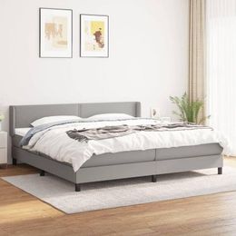 MAISONCHIC Boxspringbett mit Matratze Doppelbett Bett für Schlafzimmer Hellgrau 200x200 cm Stoff DE52979