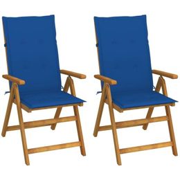 Bonnevie - 2er Set Sonnenliegen Gartenliegen - Liegestühle mit Kissen Akazie Massivholz BV162488