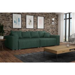 Big Sofa Couchgarnitur reggio Megasofa mit Schlaffunktion Stoff Poso Flaschengrün