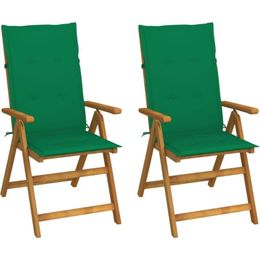 Bonnevie - 2er Set Sonnenliegen Gartenliegen - Liegestühle mit Kissen Akazie Massivholz BV950505