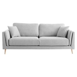 Miliboo Design-Sofa vogue drei Sitze aus hellgrauem Samt - Perlgrau