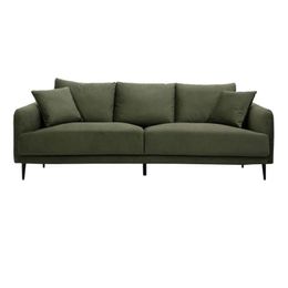 Miliboo - Design-Sofa mit khakifarbenem Stoff im Samtdesign und schwarzem Metall 3-Sitzer jerry - Khaki