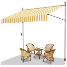 VINGO Auvent manuel Store à pince Auvent à Pince Auvent pour balcon Store de fenêtre Store de balcon sans percer, anti-UV 350cm Blanc Jaune - Blanc Jaune