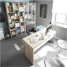 Schreibtisch mit schränkchen und regalboden sama - Weiß / Eiche