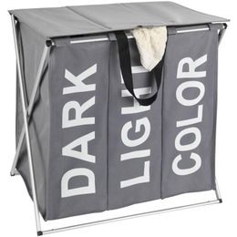 Wäschesammler Trio Top Grau, Wäschekorb, 118 l, Grau, Polyester grau, Aluminium aluminium, Polyester schwarz - grau - Wenko