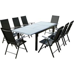 Gartentisch und 8 Stühle aus grauem Aluminium ravenne - Grau