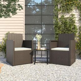 vidaXL - 3-delige Loungeset met kussens poly rattan zwart