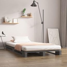MAISONCHIC Massivholzbett Einzelbett Bett für Schlafzimmer Grau 100x200 cm Kiefer DE24494