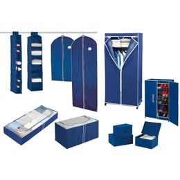 Wenko - Kleiderschrank Air mit Ablage, Stoffschrank, Faltschrank, Blau, Polypropylen blau, Stahl - blau