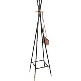Metall Standgarderobe mit vier Haken Loft in Schwarz 42 x 170 x 42 cm - Haken und Füße: natur, Gestell : Schwarz - Wenko