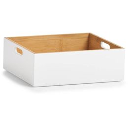 zeller - Aufbewahrungsbox, Bambus, weiß 30x27x10,5