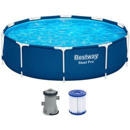 Bestway Steel Pro™ Frame Pool Set mit Filterpumpe ø 305 x 76 cm, dunkelblau, rund - Blau