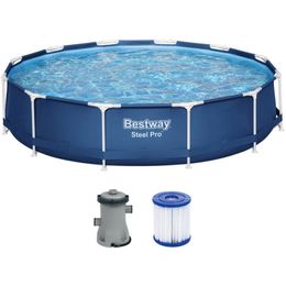 Bestway Steel Pro™ Frame Pool Set mit Filterpumpe ø 366 x 76 cm, dunkelblau, rund - Blau