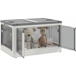 HOMCOM Aufbewahrungsbox Aufbewahrungskorb. faltbar, mit Staubschutz, 67 x 47 x 38 cm, Weiß + Grau - Weiß
