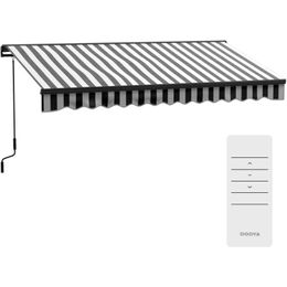 Outsunny Sonnenmarkise Markise Terrassenmarkise, wetterbeständig, 1 Handkurbel, 395 x 250 x 150 cm, Grau + Weiß - Grau+Weiß
