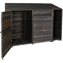 Neuwertig] Geräteschuppen HHG 577, Geräteschrank Gerätehaus, Holz gebeizt MVG-zertifiziert, 180x250x93cm anthrazit-grau - grey