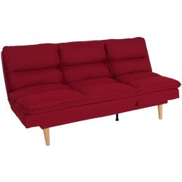 Neuwertig] Schlafsofa HHG 368, Gästebett Schlafcouch Couch Sofa, Schlaffunktion Liegefläche 180x110cm Stoff/Textil bordeaux - red