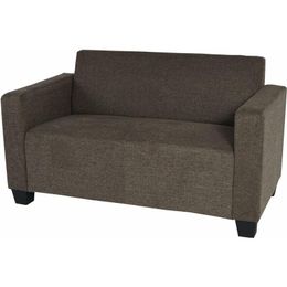 HHG 2er Sofa Couch Moncalieri Loungesofa Stoff/Textil braun - brown