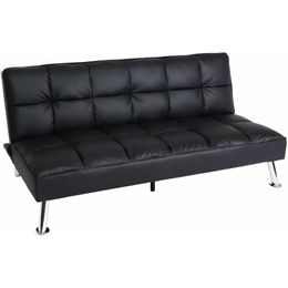 Neuwertig] Sofa HHG 557, Klappsofa Couch Schlafsofa, Nosagfederung Schlaffunktion Liegefläche 181x107cm Kunstleder, schwarz - black