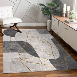 Paco Home - Teppich Wohnzimmer Kurzflor Blätter Floral Regenbogen Geometrisch 80x150 cm, Grau