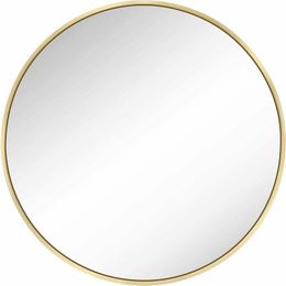 Songmics - Wandspiegel, Spiegel rund, Badezimmerspiegel, 61 cm Durchmesser, Metallrahmen, für Wohnzimmer, Schlafzimmer, Bad, Flur, goldfarben