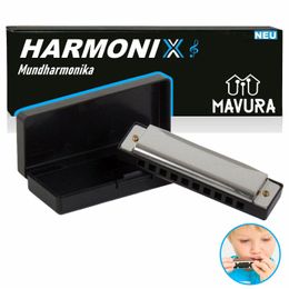 MAVURA HARMONIX Hochwertige Metall C-Dur Mundharmonica 10-Loch Mundharmonika