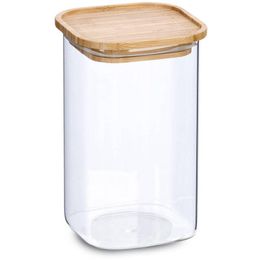 zeller - Glasbehälter mit Bambusdeckel, 1400 ml, 11 x 11 x 17,7 cm