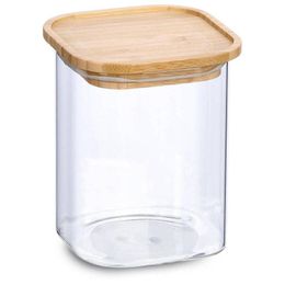 zeller - Glasbehälter mit Bambusdeckel, 900 ml, 11 x 11 x 13,6 cm