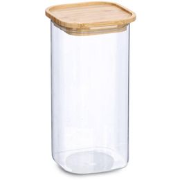 zeller Glasbehälter mit Bambusdeckel, 1600 ml, 11 x 11 x 22 cm