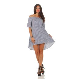 Mississhop Off-Shoulder-Kleid Luftiges Off-Shoulder Sommerkleid mit Vertikalen Schtreifen M.199