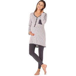 Bellivalini Umstandspyjama Damen Umstands Pyjama mit Stillfunktion BLV50-125 mit Brusttasche