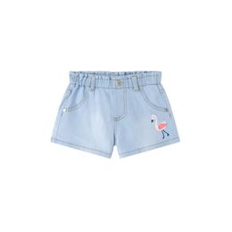 suebidou Jeansshorts kurze Sommershorts Jeanshose für Baby Mädchen/Kleinkind hellblau Flamingo Print