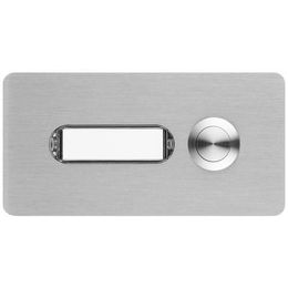 grothe 55520 Klingeltaster mit Namensschild Weiß, Edelstahl V2A (gebürstet)