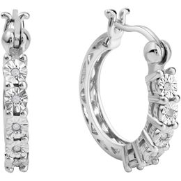 Paar Creolen Firetti "Schmuck Geschenk Silber 925 Ohrschmuck Ohrringe" Ohrringe Gr. 0,05 ct P3 = leicht erkennbare Einschlüsse, Silber 925 (Sterlingsilber)-Diamanten, silberfarben Damen Creolen