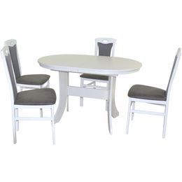 Essgruppe HOFMANN LIVING AND MORE "5tlg. Tischgruppe" Sitzmöbel-Sets Gr. B/H/T: 45 cm x 95 cm x 48 cm, Polyester, Einlegeplatte, weiß (weiß, schwarz, weiß) Essgruppen