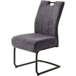 Esszimmerstuhl MCA furniture "AMERY" Stühle Gr. B/H/T: 49 cm x 98 cm x 63 cm, Chenilleoptik, Metall, grau (anthrazit, schwarz matt lackiert) Küchenstühle