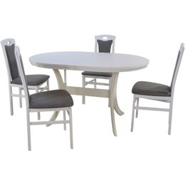Essgruppe HOFMANN LIVING AND MORE "5tlg. Tischgruppe" Sitzmöbel-Sets Gr. B/H/T: 45 cm x 95 cm x 48 cm, Polyester, Einlegeplatte, weiß (weiß, schwarz, weiß) Essgruppen