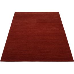 Teppich OCI DIE TEPPICHMARKE "HIMALI UNI" Teppiche Gr. B/L: 200 cm x 300 cm, 5 mm, 1 St., rot (dunkelrot) Schurwollteppiche