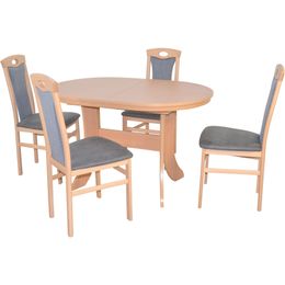 Essgruppe HOFMANN LIVING AND MORE "5tlg. Tischgruppe" Sitzmöbel-Sets Gr. B/H/T: 45 cm x 95 cm x 48 cm, Polyester, Einlegeplatte, buche, nachbildung, schwarz, nachbildung Essgruppen