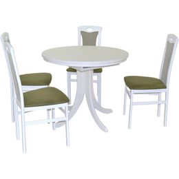 Essgruppe HOFMANN LIVING AND MORE "5tlg. Tischgruppe" Sitzmöbel-Sets Gr. B/H/T: 45 cm x 95 cm x 48 cm, Polyester, Einlegeplatte, weiß (weiß, grün, weiß) Essgruppen