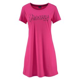 Vivance Dreams Große Größen Sleepshirt Gr. 56/58 pink/schwarz für Damen