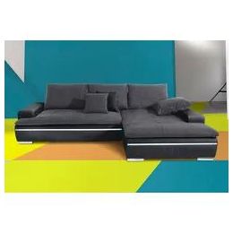 Ecksofa Inosign "Haiti II, L-Form" Sofas Gr. B/H/T: 276cm x 87cm x 180cm, Luxus-Kunstleder-Struktur, Recamiere rechts, Mit Kaltschaum-ohne Bettfunktion-RGB-LED-Beleuchtung, schwarz (schwarz, pepper) wahlweise mit Kaltschaum (140kg BelastungSitz), RGB-Beleuchtung