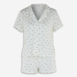 TK Maxx Weißes Pyjamaset mit grünem Palmenmuster