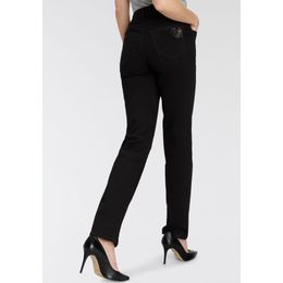 Gerade Jeans MAC "Melanie-Heart" Gr. 36, Länge 34, schwarz (black, black) Damen Jeans Röhrenjeans Dekorative Nieten auf der hinteren Tasche