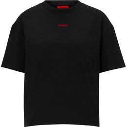 Hugo Shuffle Schlafanzug-Oberteil, Kurzarm, Logo-Detail, für Damen, schwarz, L