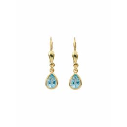 Adelia´s Paar Ohrhänger ADELIA´S "585 Gold Ohrringe mit Aquamarin" Gr. Damen, Gelbgold 585, blau Damen Ohrhänger
