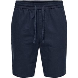 Only & Sons ONLY & SONS Shorts, Leinenanteil, Gummibund, für Herren, blau, S