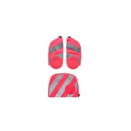 Ergobag Schulranzen Fluo Zip-Set Pink mit Reflektorstreifen Sicherheits-Set (3-teilig)