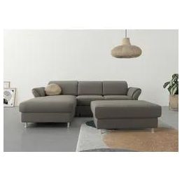 Sit & More Ecksofa SIT & MORE "Apulia L-Form" Sofas Gr. B/H/T: 250cm x 78cm x 185cm, Luxus-Microfaser Euphoria, Recamiere links, mit Bettfunktion-mit Bettkasten-mit Armteilverstellung-mit Kopfteilverstellung, braun (schlamm) wahlweise Bettfunktion, Bettkasten und Kopf- Armteilverstellung